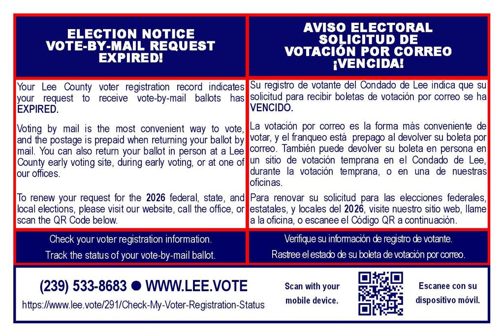 IMPORTANT: Older requests to vote by mail have expired - Lee County ...